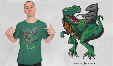 Descarga Vector De Diseño De Camiseta De T rex Y Zarigüeya