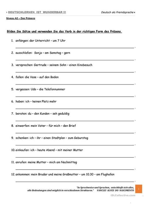 Deutsch A2 Arbeitsblätter Worksheets