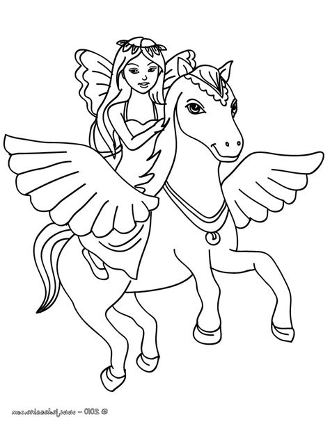 Fées Dessin Luxe Galerie Coloriages Petite Fée Sur Cheval Ailé à