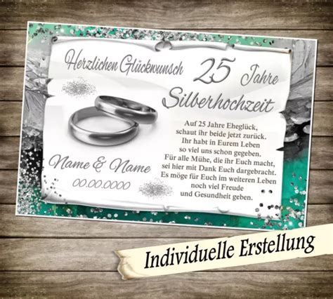 URKUNDE SILBERHOCHZEIT 25 Jahre INDIVIDUELL Namen Datum A4 Geschenk