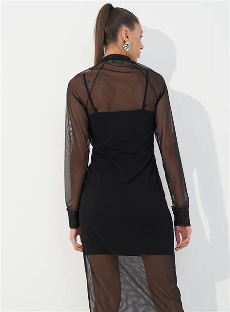 Vestido Midi Mangas Longas Tule Colcci
