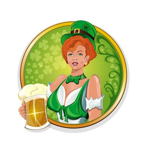 Redhead Irish Girl In A Leprechaun Hat Stock Vector Illustration Of Round Girl 241645609