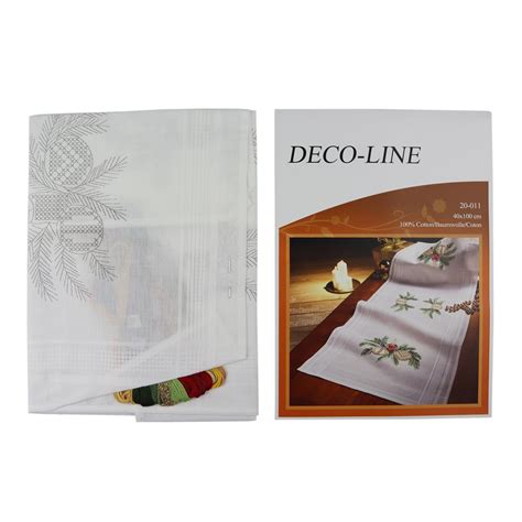 Beijer Surface Embroidery Tablecloth Kit 40x100cm Christmas Candles