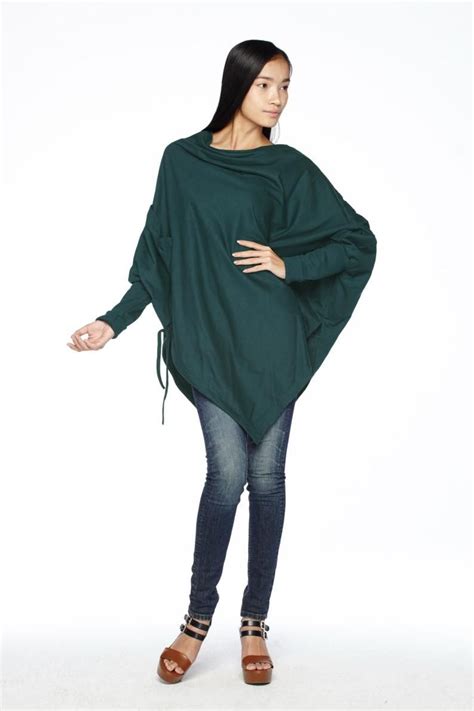NO 59 Damen Schal Hals Fledermaus Langarm Asymmetrischer Saum Etsy De