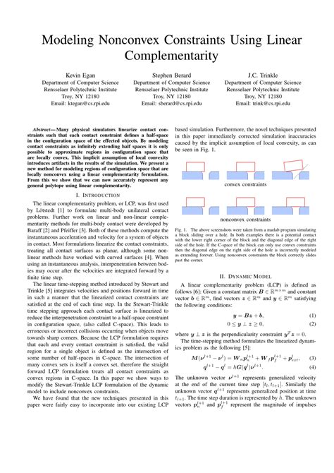 pdf modeling nonconvex constraints using linear complementarity