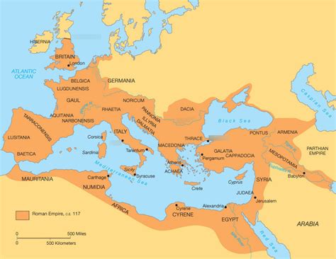 Ancient Roman Empire Map Rivers
