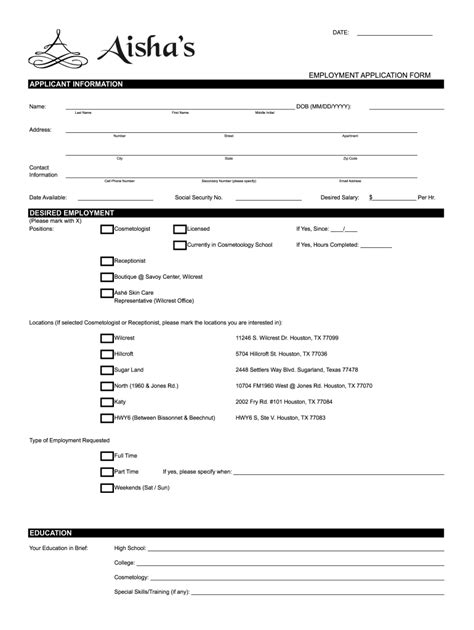 Beauty Salon Contract Of Employment Template