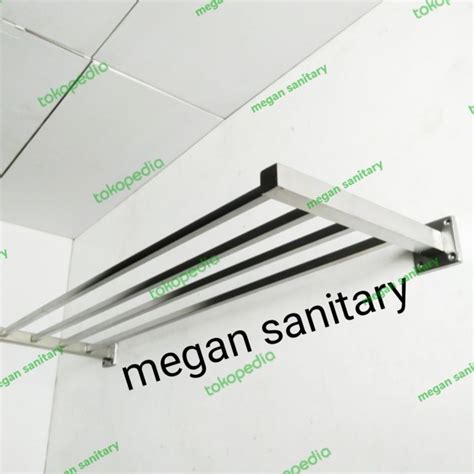 Jual Rak Handuk Kamar Mandi Panjang 70cm 4 Baris Pipa Stainless Steel