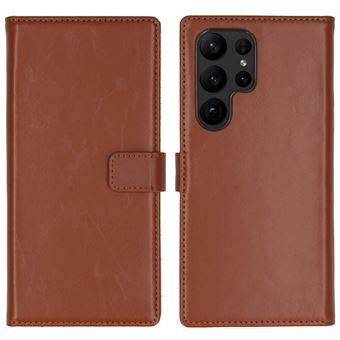 Coque pour Samsung Galaxy S23 Ultra Cuir véritable Marron clair