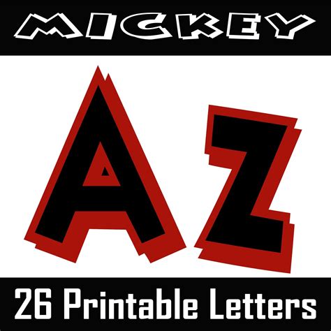 Mickey Mouse Alphabet Letters 26 Printable Digital Letters Uppercase