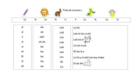 Ficha De Lectura Letra L Profe Social