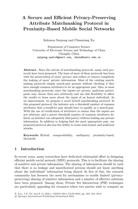 pdf a secure and efficient privacy preserving attribute matchmaking protocol in proximity