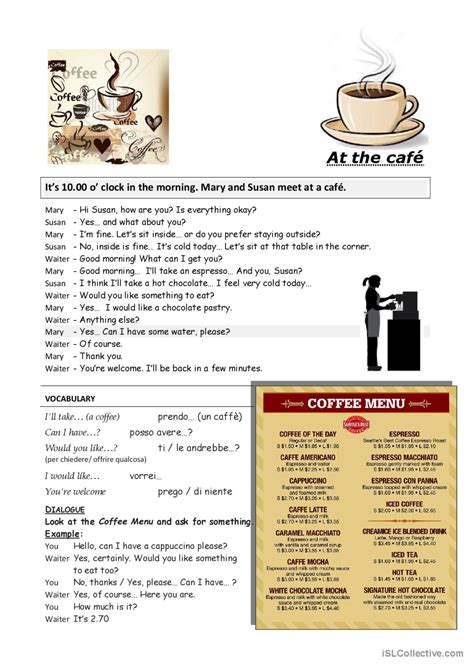 At The Café Deutsch Daf Arbeitsblätter Pdf And Doc