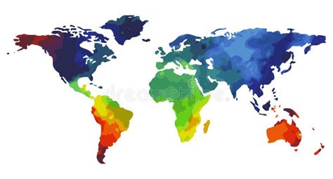 Mapa De Mundo Dos Continentes Colorido Ilustra O Do Vetor