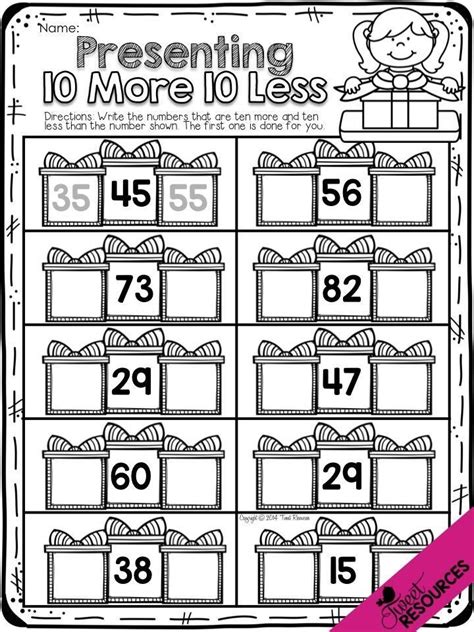 10 More And 10 Less Worksheet
