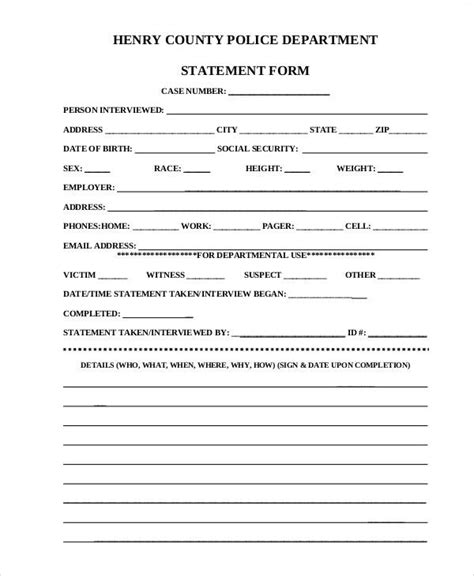 FREE 44 Sample Statement Forms In PDF
