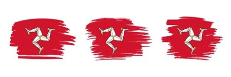 Premium Vector Set Of 3 Creative Brush Flag Of Isle Of Man With