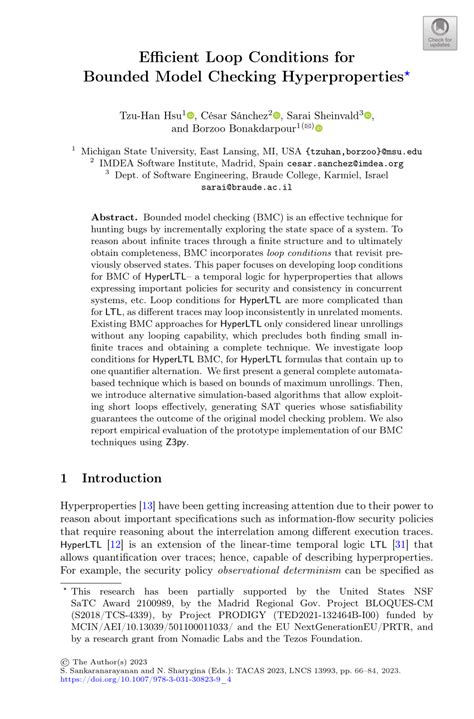 pdf efficient loop conditions for bounded model checking hyperproperties