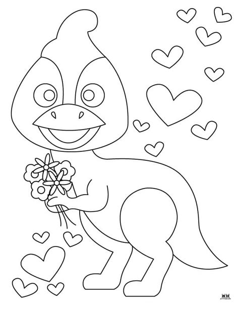 Dinosaur Valentine Coloring Pages Pages Printabulls