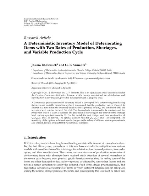 pdf a deterministic inventory model of deteriorating items with two rates of production