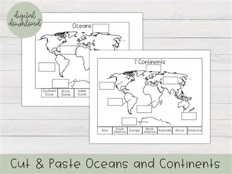 World Map Worksheet And Coloring Page Bundle Printable World Etsy