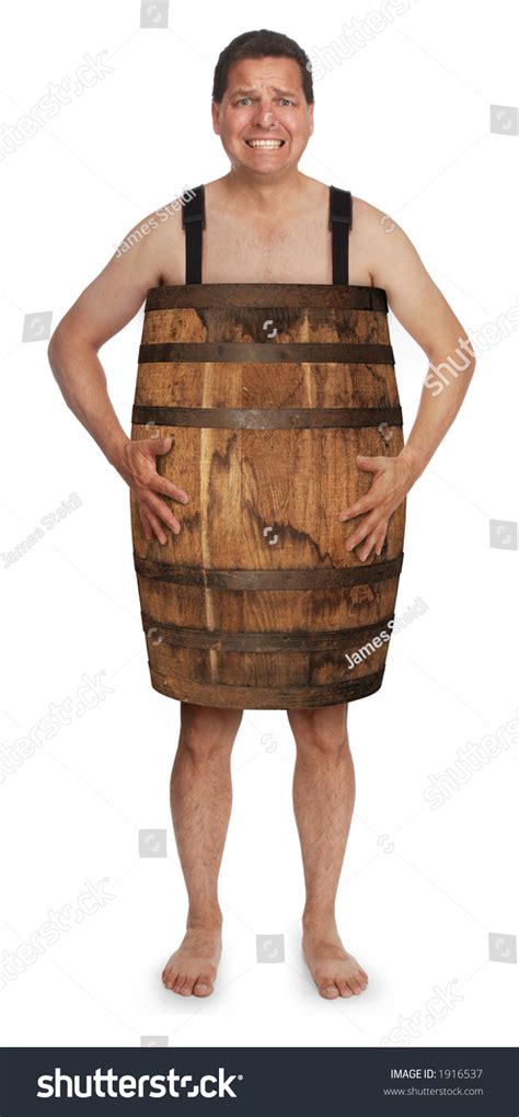 Naked Man Wearing A Wooden Barrel Stock Photo Shutterstock