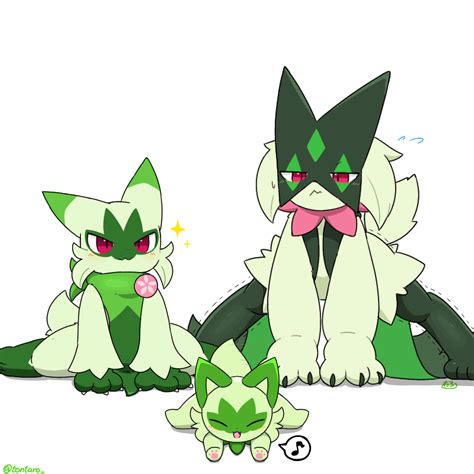 242599 Safe Artisttontaro Fictional Species Floragato Meowscarada Sprigatito Anthro