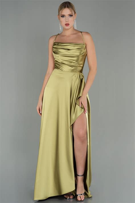 Long Pistachio Green Satin Prom Gown Abu Abiyefon