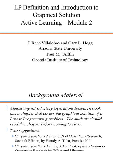 lp definition and introduction to graphical solution active learning module 2 pdf