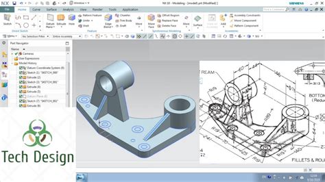Unigraphics NX Basic Part Modeling Practice Example 6 YouTube