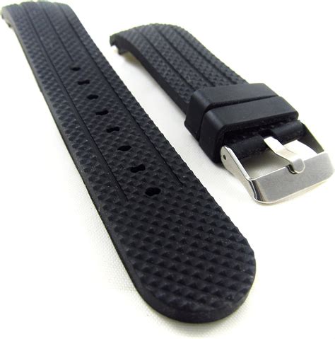 Amazon 22mm Black Sport Racing Rubber Curved End Watch Band Strap