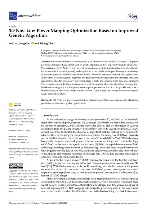 pdf 3d noc low power mapping optimization based on improved genetic algorithm