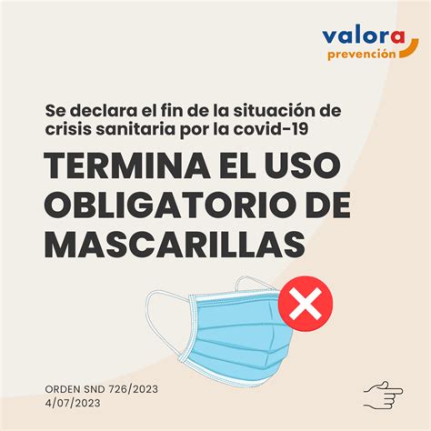 Fin uso obligatorio de mascarilla en centros sanitarios Valora Prevención