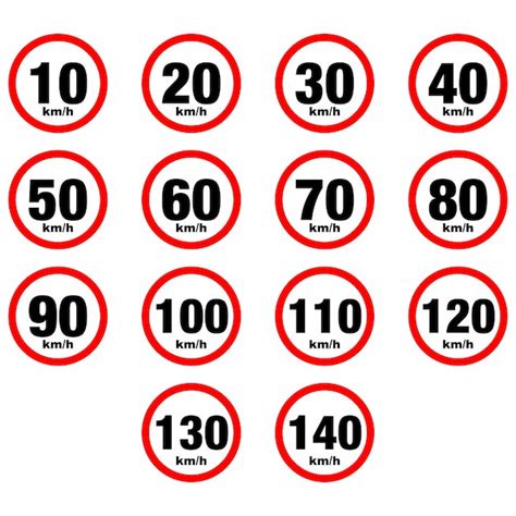 Colección de señales de límite de velocidad máxima 10 20 30 40 50