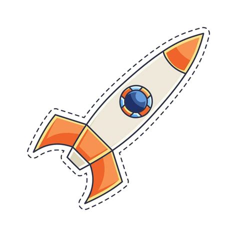 Cute Sticker Illustration Of Rocket And Spaceship Model 7 24673630