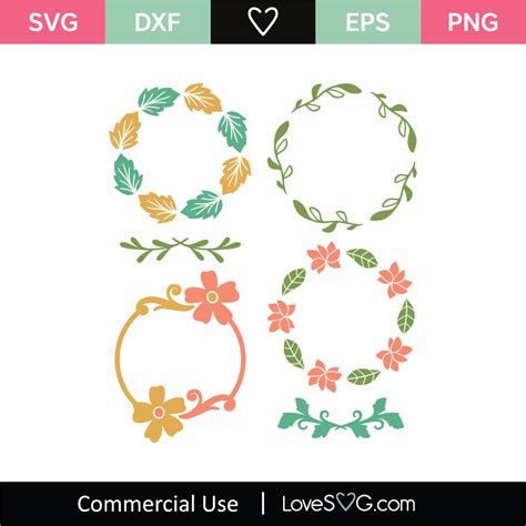 Floral Monogram Frames SVG Cut File Lovesvg