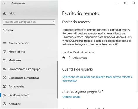 Cómo activar el escritorio remoto en Windows 10 y dar permiso a ciertos