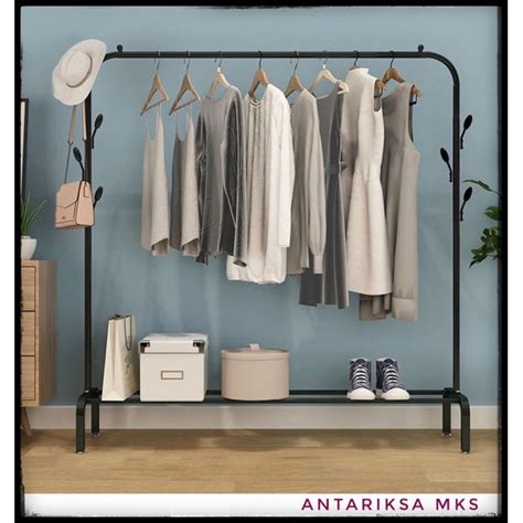 Jual KOTAKIN Rak Stand Hanger Gawang Besi Kuat Putih Hitam Butik