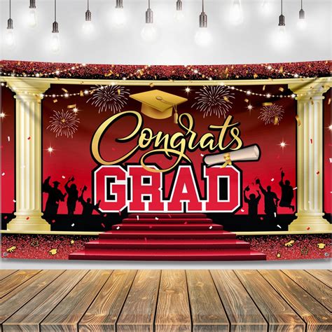 Amazon Katchon Xtralarge Red Graduation Banner X Inch Red