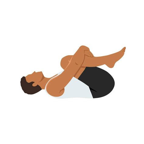 Man Doing Knees To Chest Pose Apanasana Exercise Flat Vector 23226097