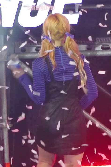 Dahyun Blonde Pigtails Short Black Dress Purple Striped Sweater
