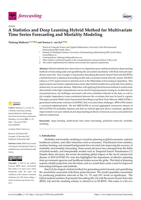 pdf a statistics and deep learning hybrid method for multivariate time series forecasting and