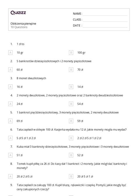 Ponad 50 Matematyka Arkuszy Roboczych Dla Klasa 4 W Quizizz Darmowe I