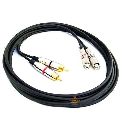 Cabo de Áudio Extensor Blindado rca Macho Duplo rca Fêmea Duplo