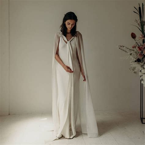 Silk Chiffon Cape Paired With The Carolyn Slip Dress In Heavy French