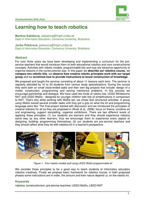 pdf learning how to teach robotics