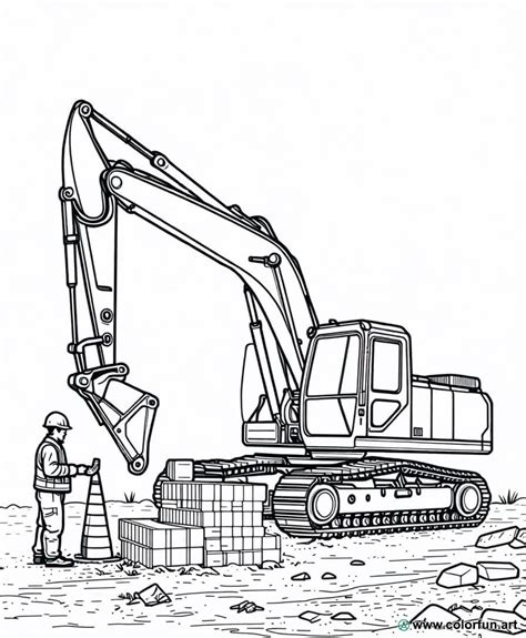Coloriage sur le chantier de construction à Télécharger ou à Imprimer