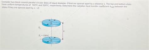 solved consider two black coaxial parallel circular disks of