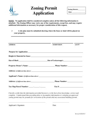 Fillable Online Planning Monroenc Zoning District Application City Of