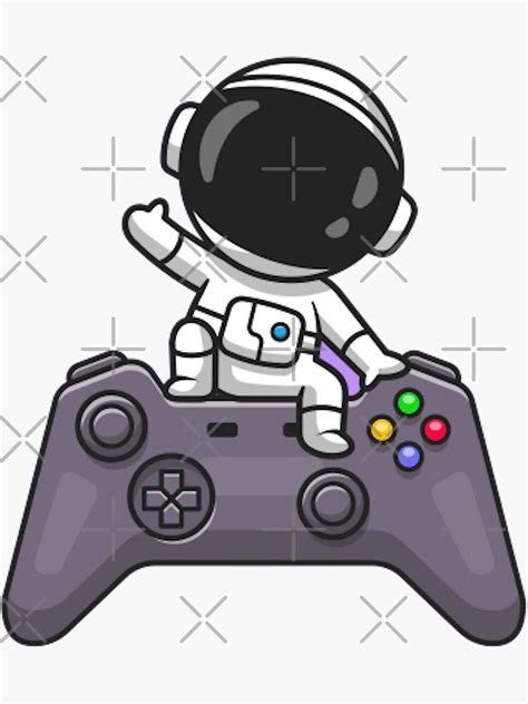 Pegatina Lindo astronauta agitando la mano en la ilustración de icono